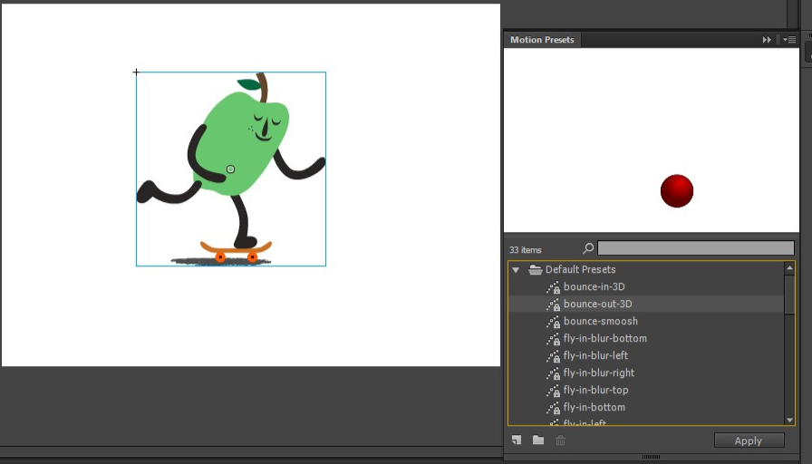 Creating and Applying Motion Presets in Adobe Animate